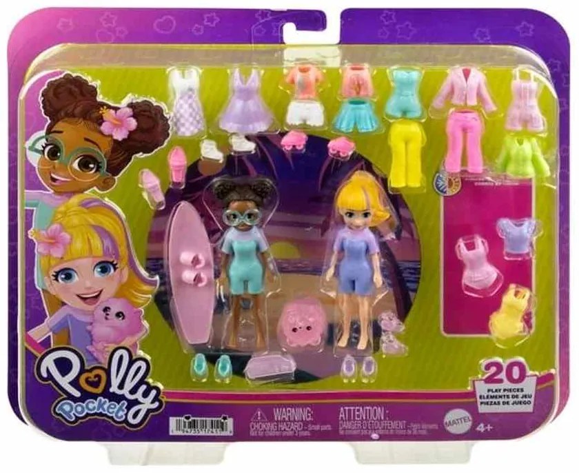 Mattel polly pocket pidi svět do kapsy: velký módní balíček panenek surfařky