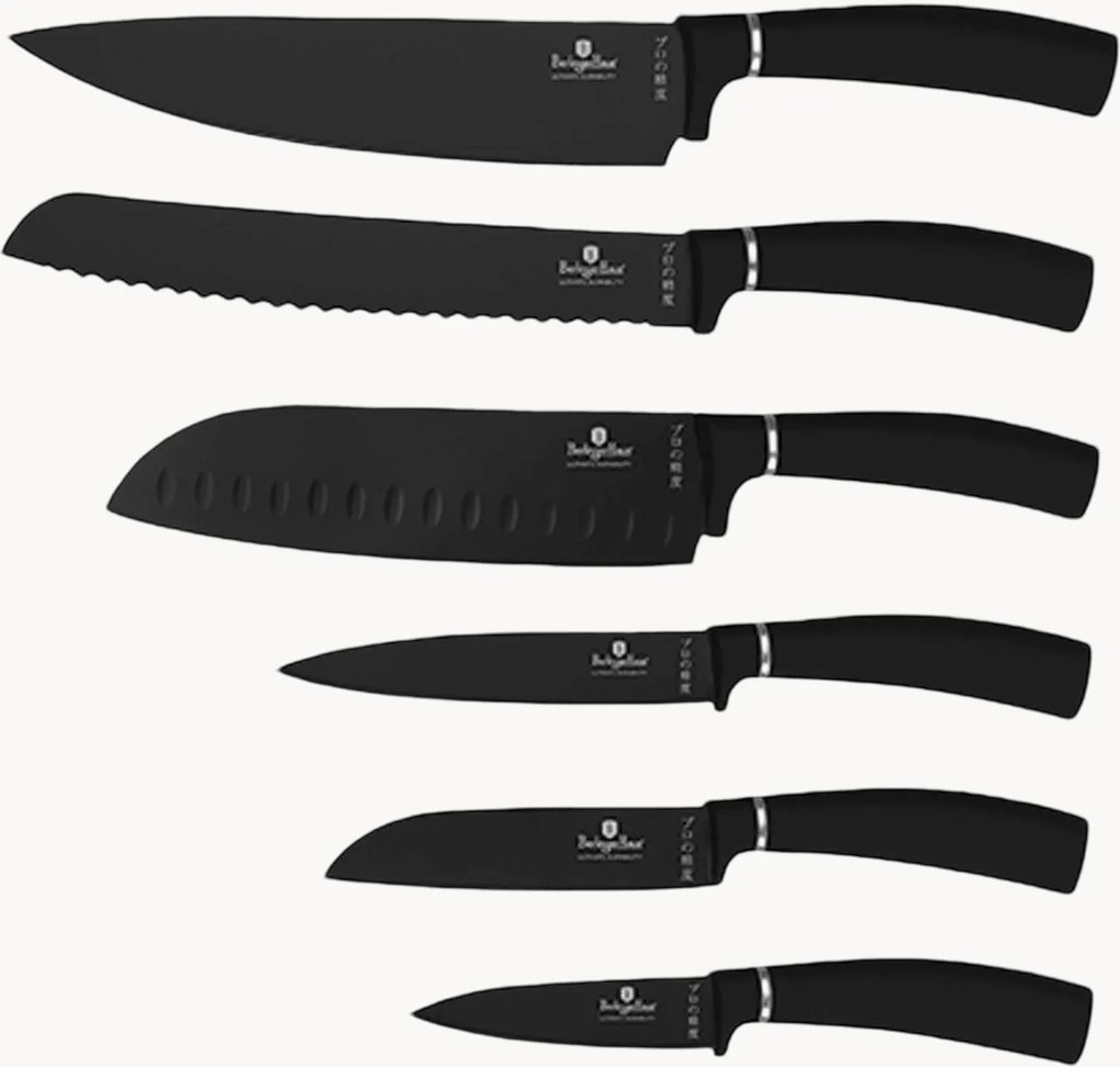 Sada kuchyňských nožů z nerezové oceli Matte Black, 6 dílů