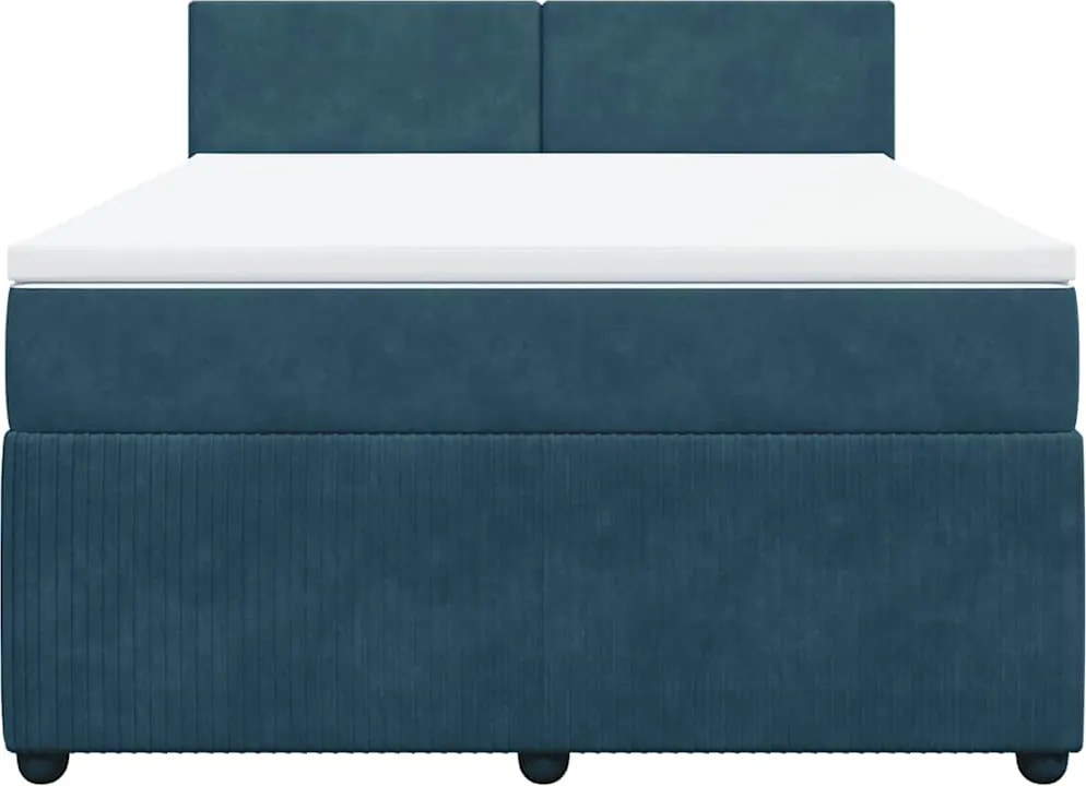 Box spring postel s matrací modrá 140 x 190 cm samet 3287732