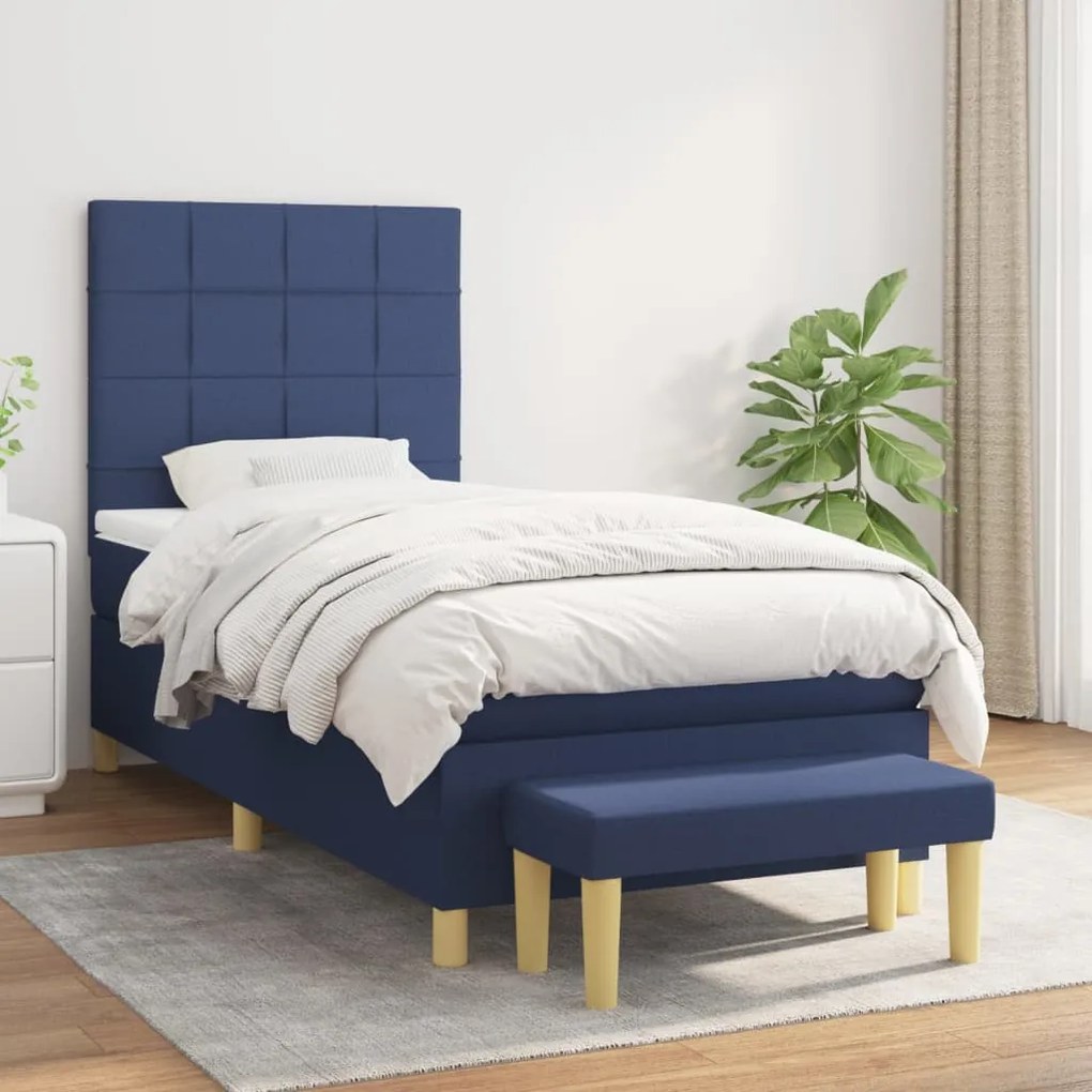 Box spring postel s matrací modrá 80x200 cm textil 3137115