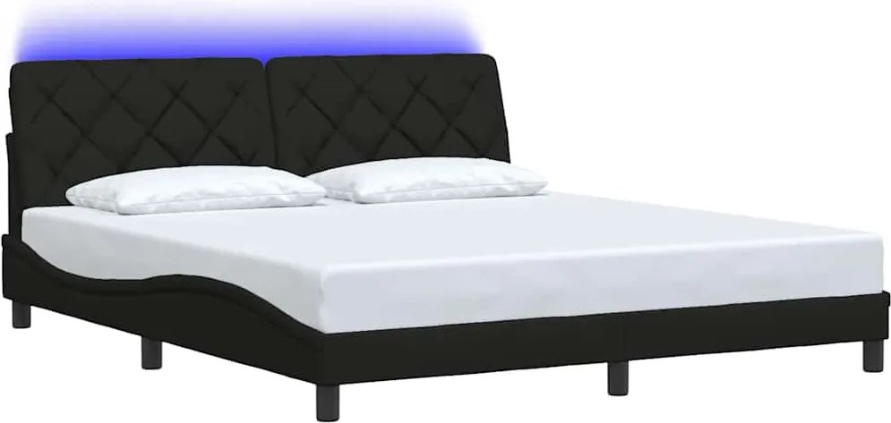 Rám postele s LED bez matrace černý 180x200 cm Látka 3310687