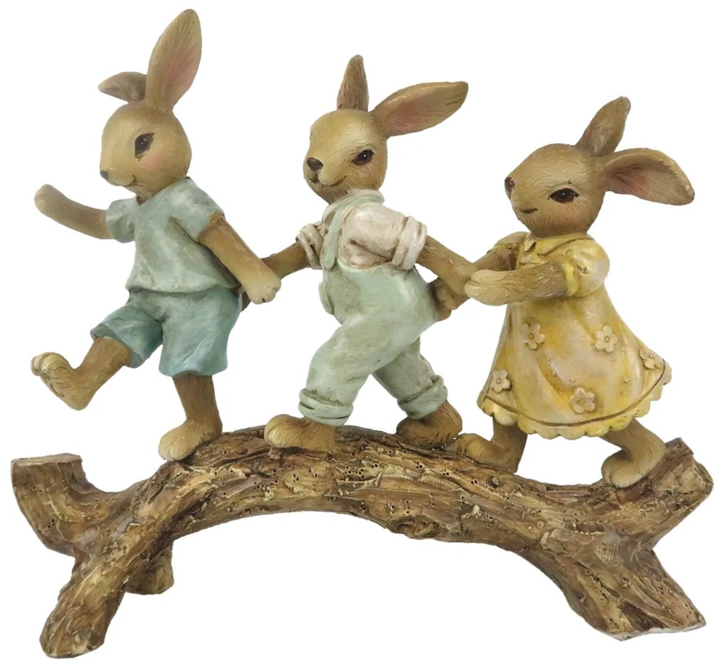 Dekorace králičí děti na kmeni stromu - 16*4*13 cm