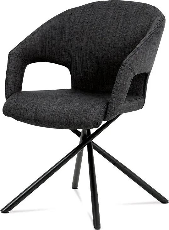 Autronic Jídelní židle HC-784 BK2, černá látka, kov matná černá