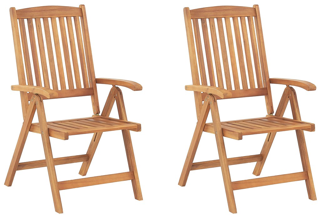 Sada 2 dřevěných zahradních židlí s grafitovými polštáři JAVA  Beliani