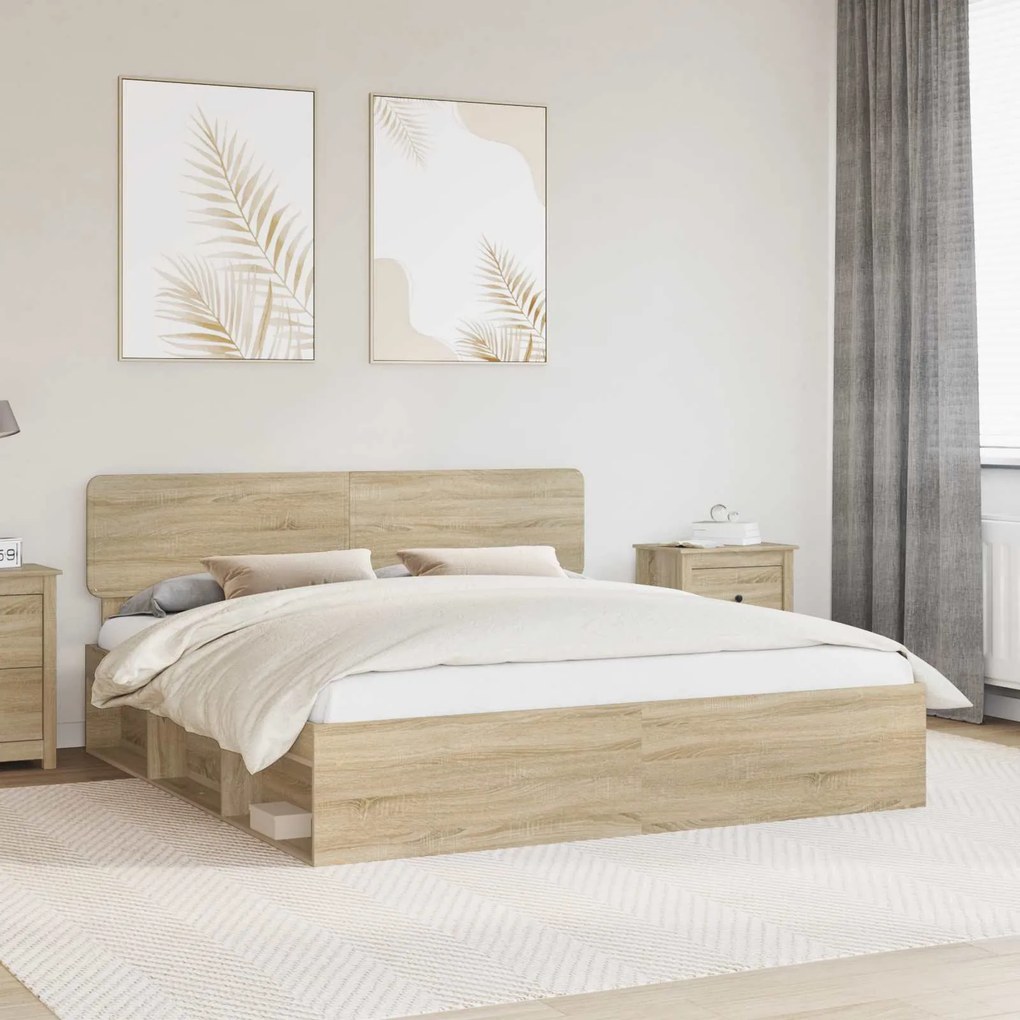 Rám postele s čelo Sonoma 200 x 200 cm Masivní borové dřevo 3412035