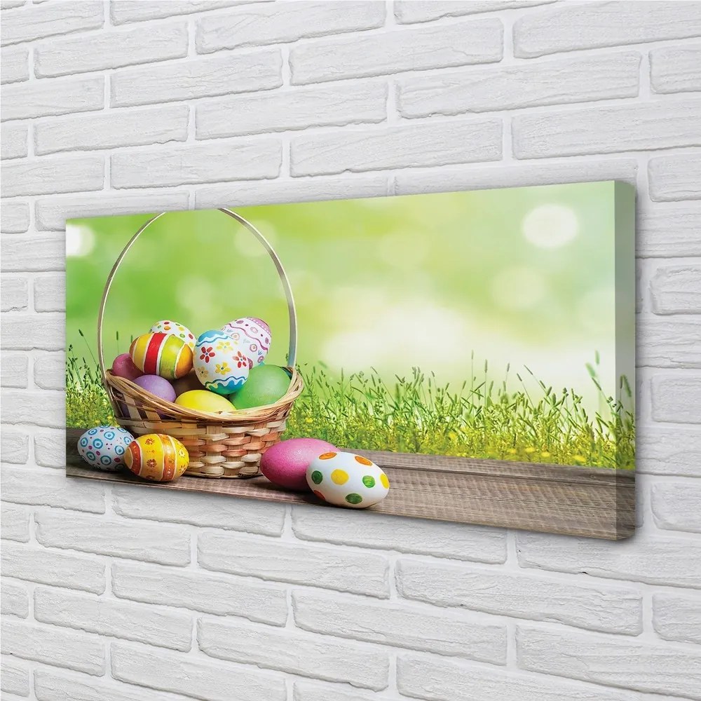 Obrazy na plátně Basket vejce louka 100x50 cm
