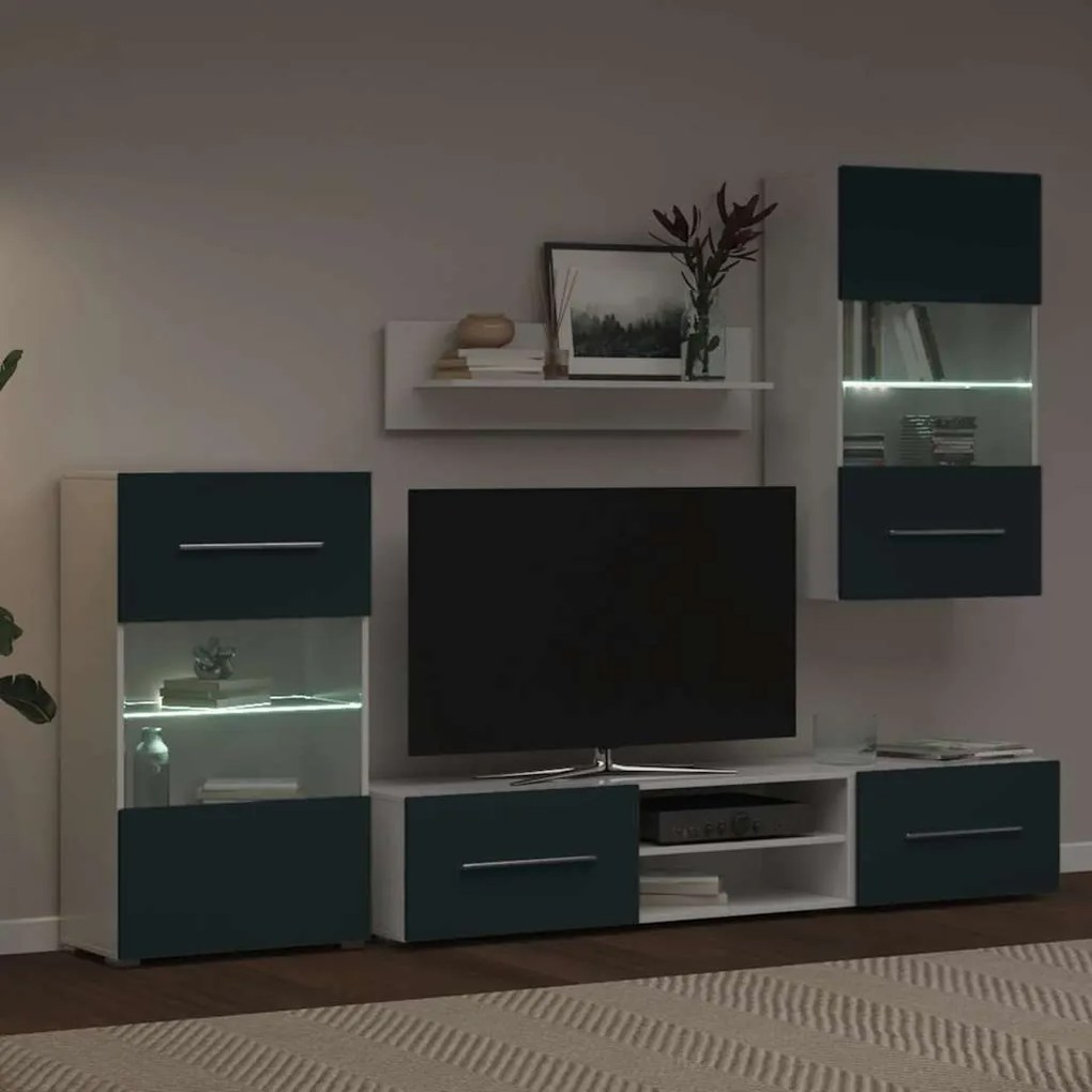 5dílná TV stolky s LED osvětlením matné indigově kompozit 3324235