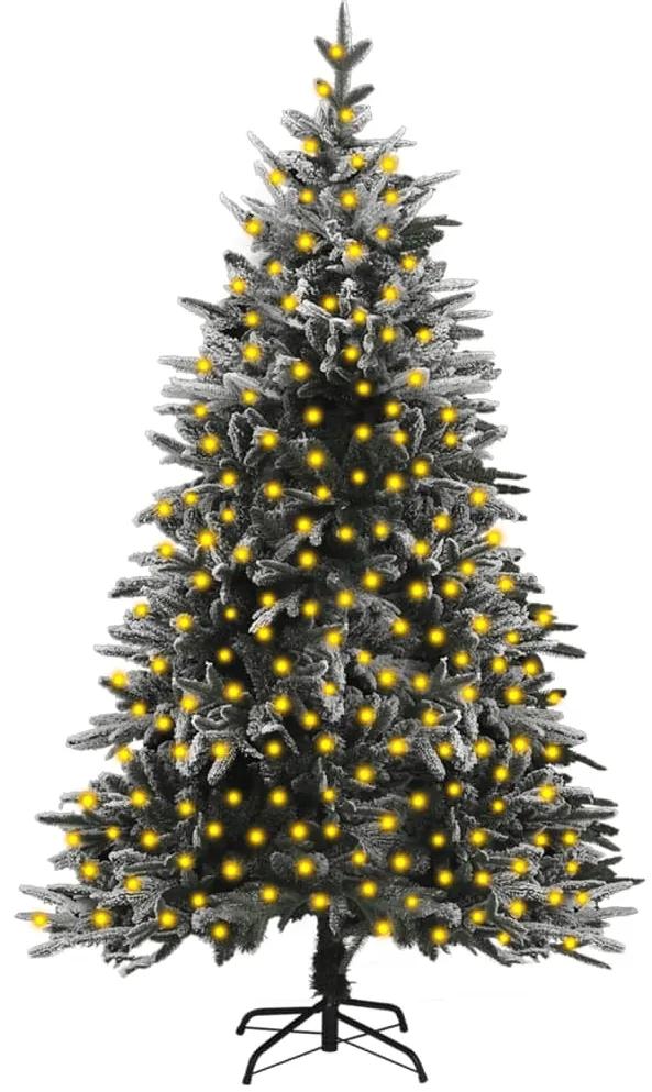 3077786 vidaXL Umělý vánoční stromek s LED diodami a sněhem 210 cm PVC a PE