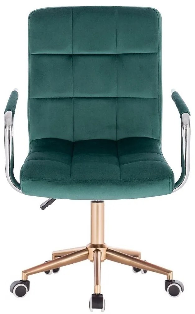 LuxuryForm DESIGN Otočná židle VERONA VELUR na zlaté podstavě s kolečky - zelená