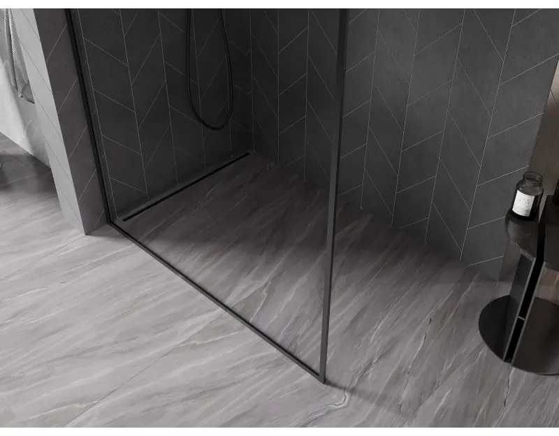 Mexen, Mexen Kioto-XF L sprchová stěna s rámem 90 x 202 cm, průhledná 10 mm, černá - 800-090-174-70-00-XF