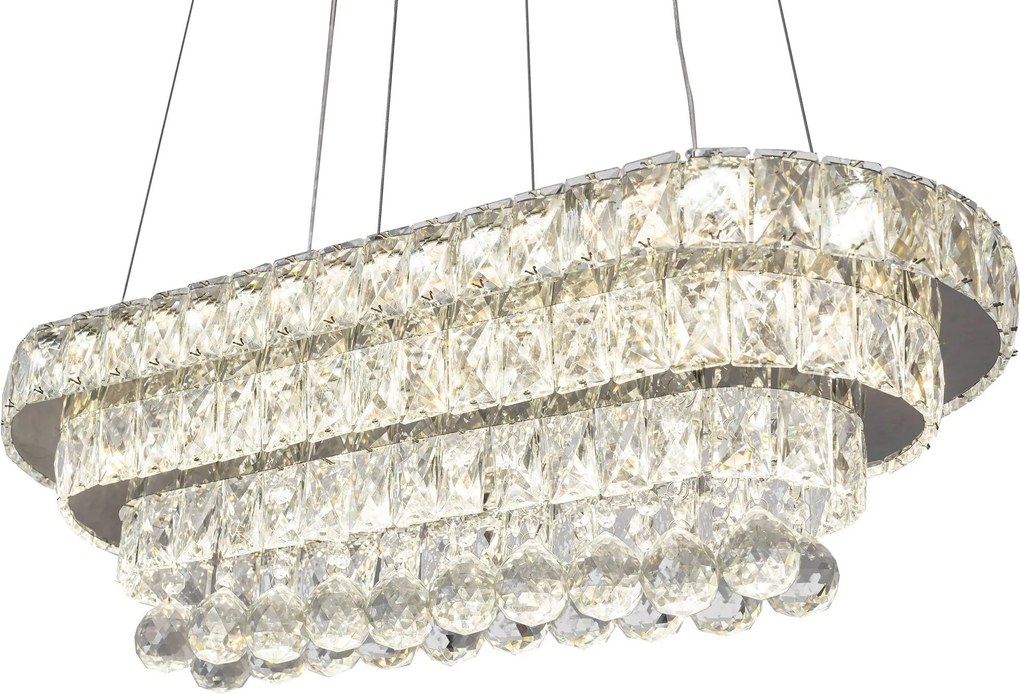 Toolight Toolight, Křišťálové závěsné stropní svítidlo LED 102W + dálkové ovládání APP417-CP, chromová, OSW-65015