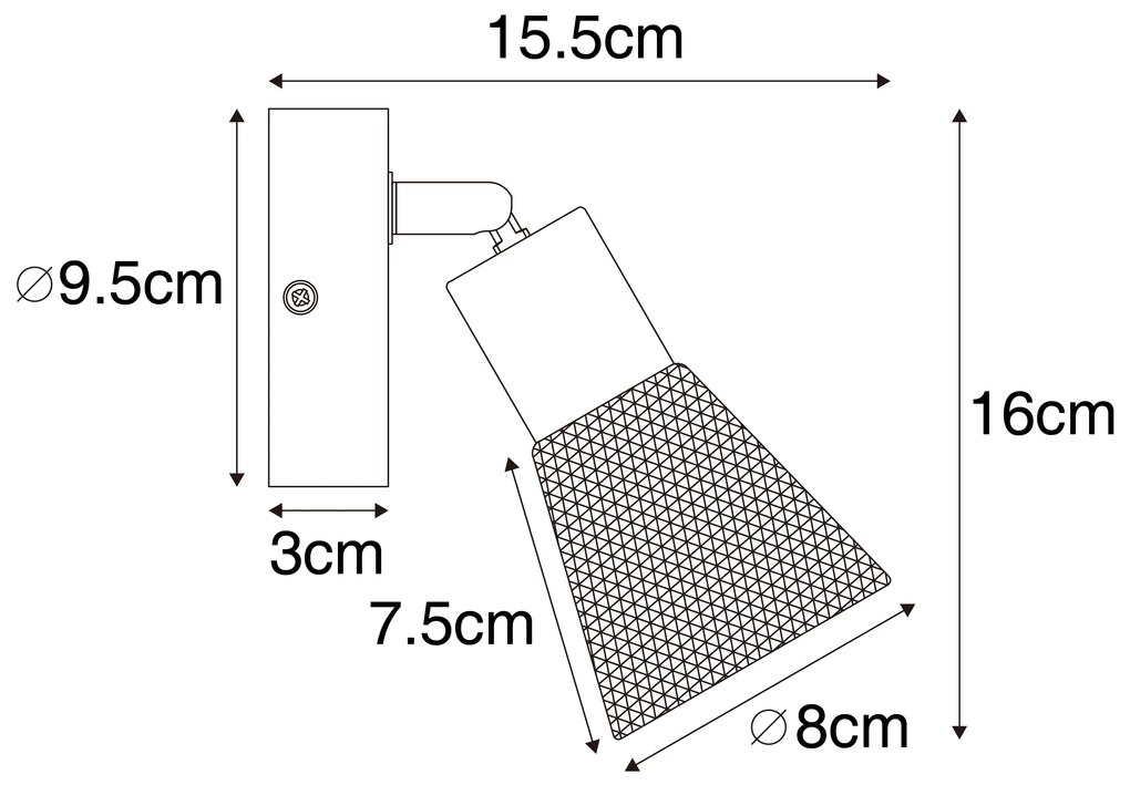 Průmyslové bodové světlo černé se dřevem - Kristina