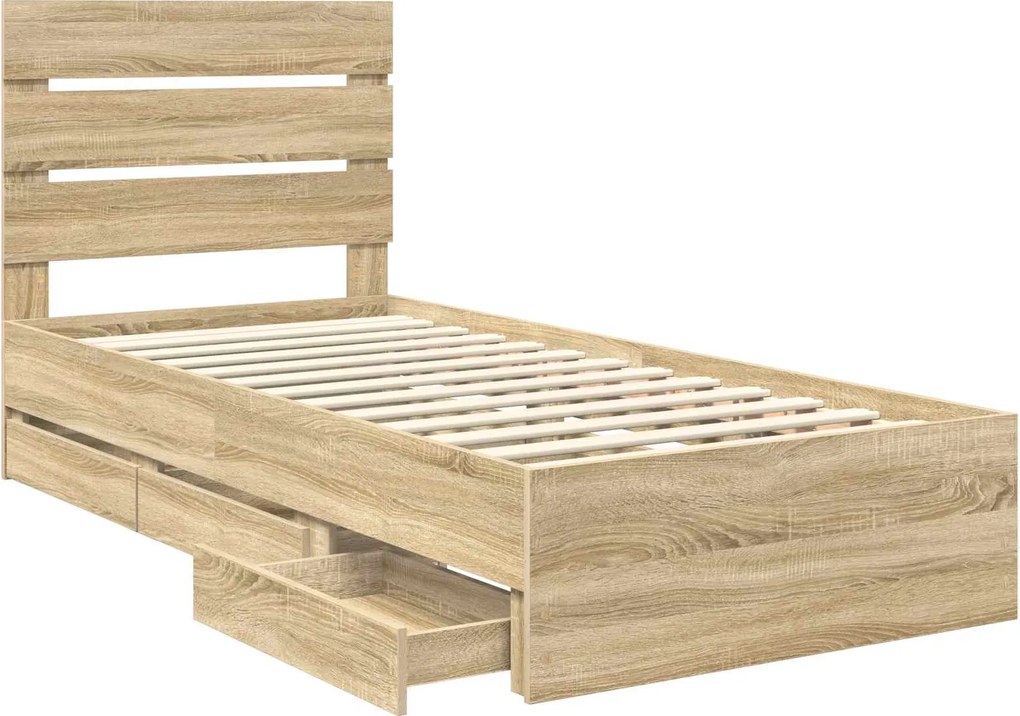 Rám postele se zásuvkou Sonoma dub 75 x 190 cm Inženýrské dřevo 3411869
