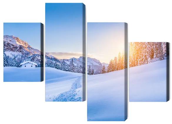 Vícedílný obraz Alpy V Zimním Období 3D Nedostatek Nedostatek Plátno Canvas 120x75