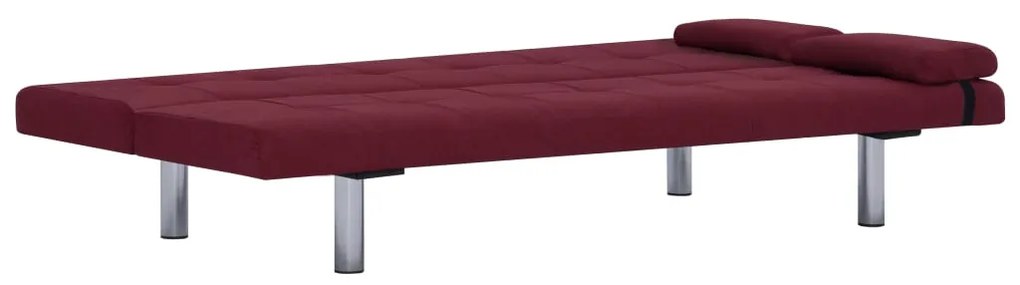 vidaXL 282191 Marketos Sofa Bed with Two Pillows Wine Red Polyester