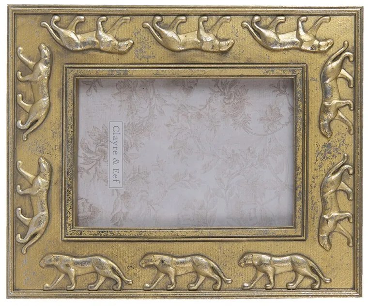 Zlatý antik fotorámeček s pumou – 10x15 cm