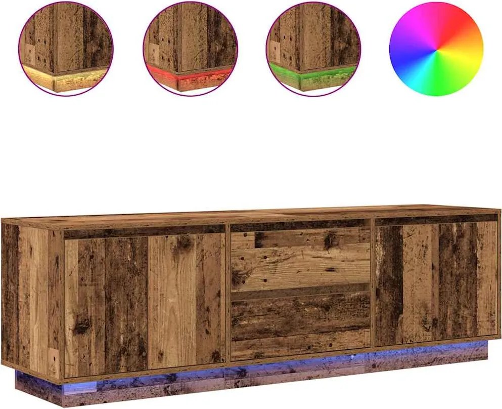 TV skříňka s LED osvětlením starého dřeva 160,5x41x50 cm 3328433