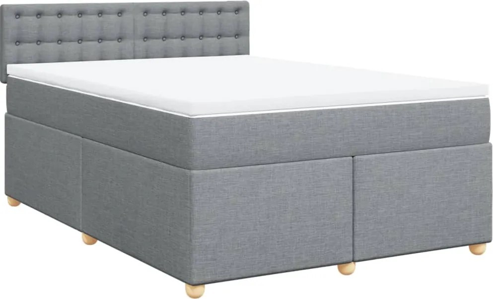 Box spring postel s matrací světle šedá 160 x 200 cm textil 3289045