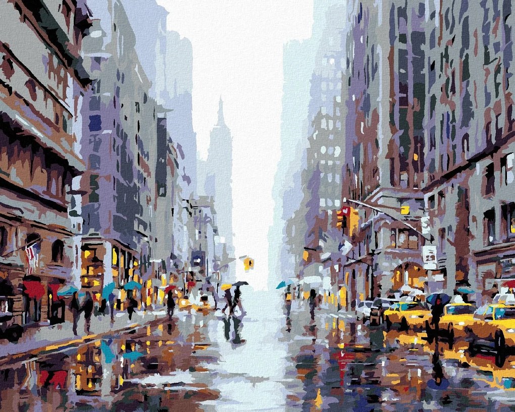 zuty malování podle čísel - rušná ulice v new yorku ii (richard macneil), 80x100 cm, vypnuté plátno na rá