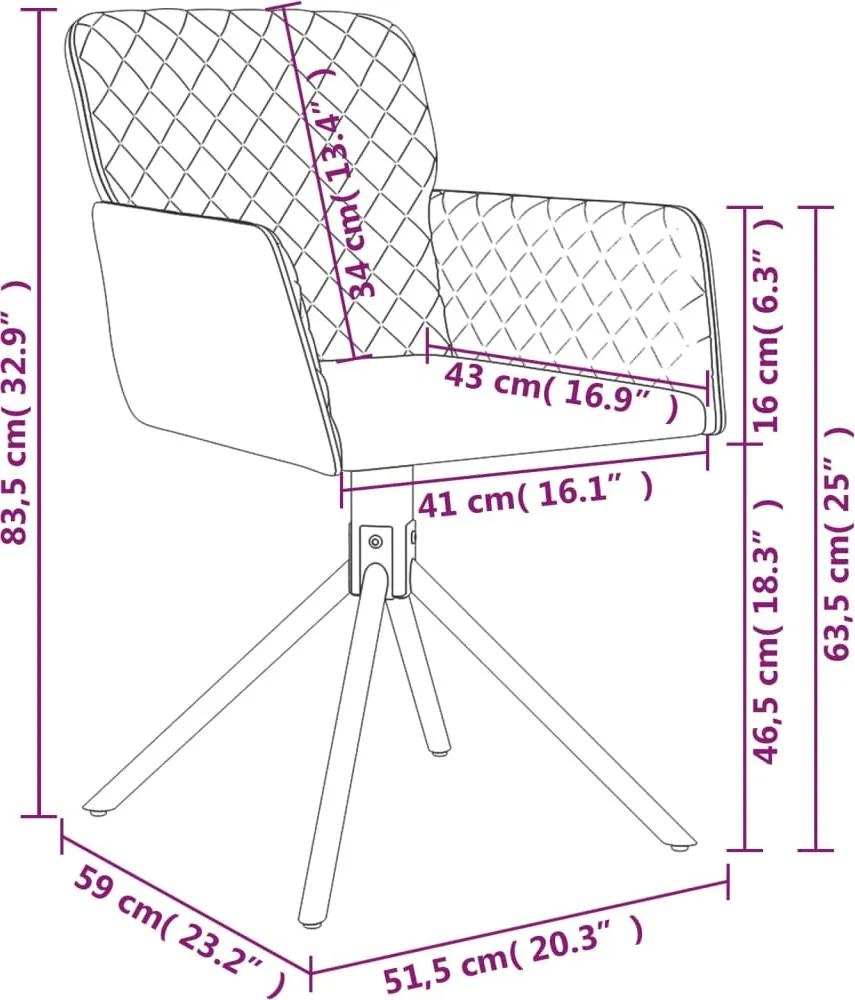 vidaXL Otočné jídelní židle 2 ks samet [344799] Barva: krémová