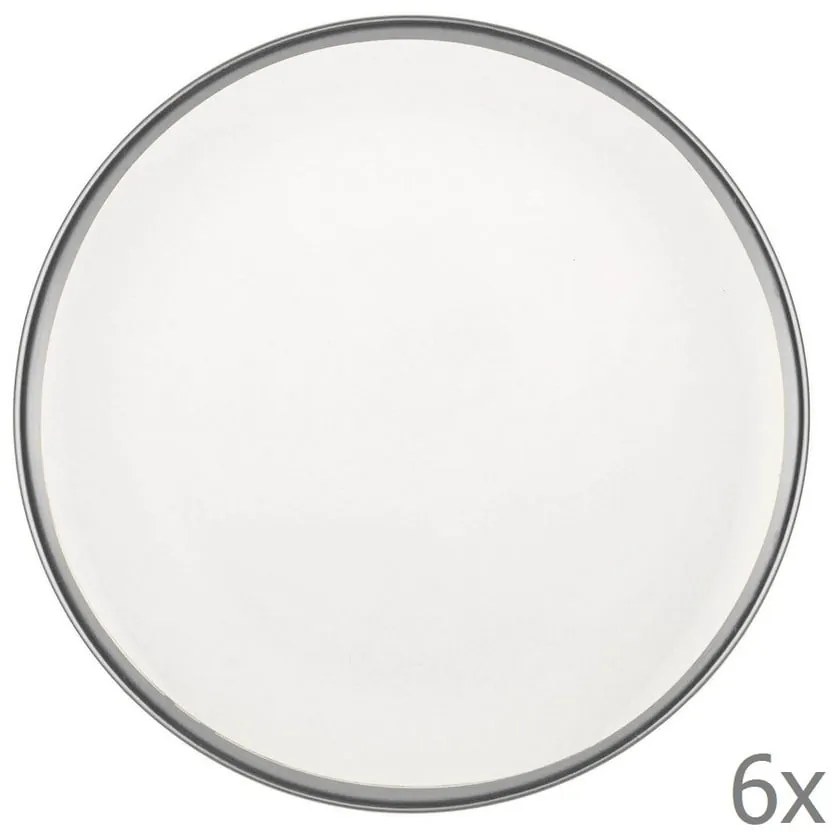 Sada 6 bílých porcelánových dezertních talířů Mia Halos Silver, ⌀ 19 cm