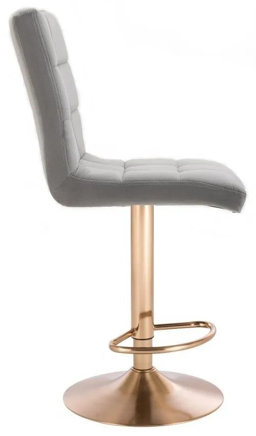LuxuryForm DESIGN Barová židle TOLEDO VELUR na zlaté kulaté podstavě - světle šedá