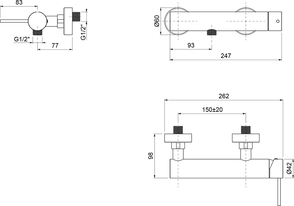Sapho Ultramix sprchová baterie nástěnná 150 mm černá matná UT011B