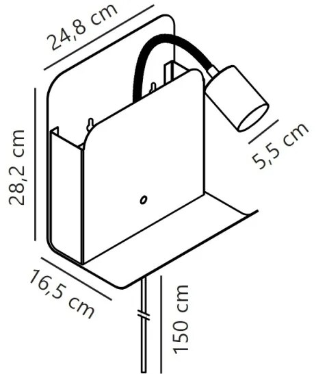 Nordlux - Nástěnné svítidlo s poličkou a USB ROOMI 1xGU10/8W/230V bílá