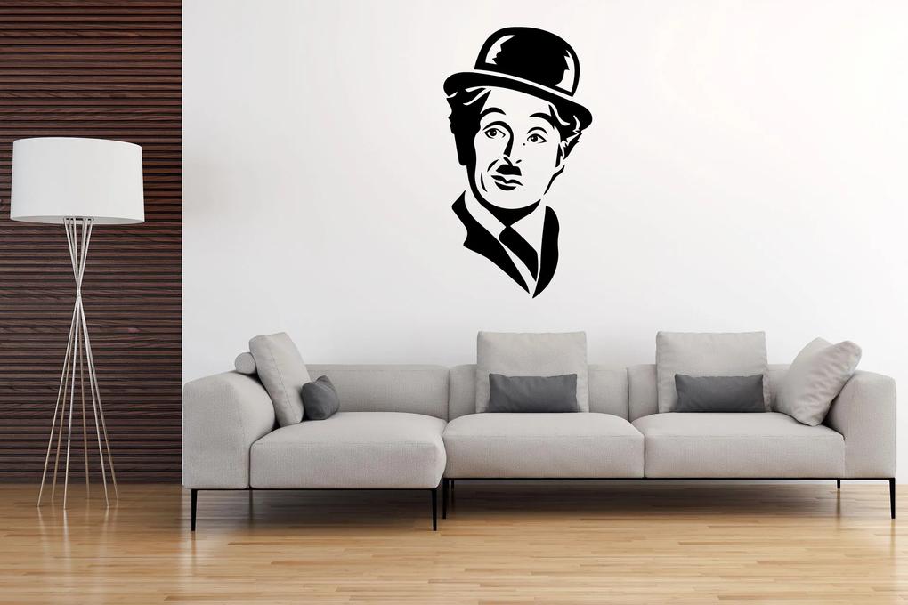 Lepy.cz Samolepka na zeď Charlie Chaplin Velikost (šířka x výška): 25x45cm, Barevná varianta: Ledová modrá