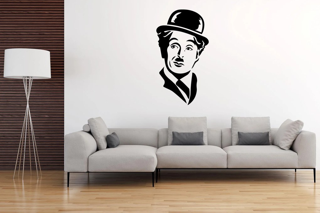 Lepy.cz Samolepka na zeď Charlie Chaplin Velikost (šířka x výška): 60x110cm, Barevná varianta: Světle šedivá