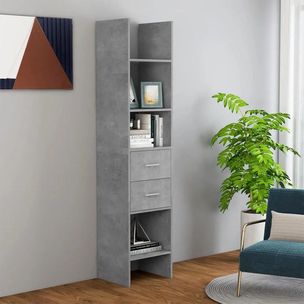 Knihovna betonově šedá 40 x 35 x 180 cm kompozitní dřevo