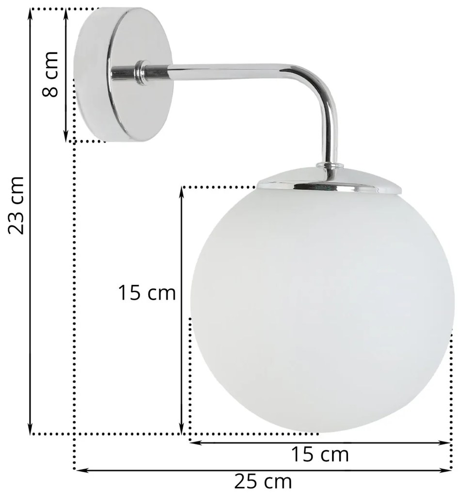 Nástěnné svítidlo Florence 2, 1x bílé skleněné stínítko, CH