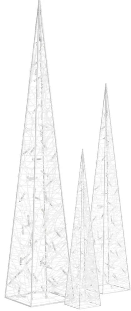 vidaXL Marketos Sada akrylových světelných LED kuželů studená bílá 60/90/120 cm
