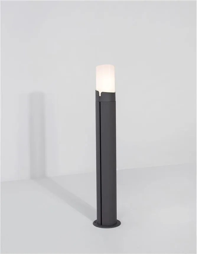 NV 9209212 Venkovní sloupkové svítidlo PYRO tmavě šedý hliník bílý akryl E27 1x12W 220-240V IP54 bez žárovky - NOVA LUCE