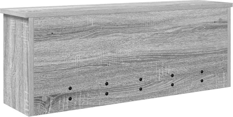 věšák, nástěnný, s dvířky, háčky, kompozitní dřevo, 30x80x20 cm, šedá sonoma, Dekorino TK20260024
