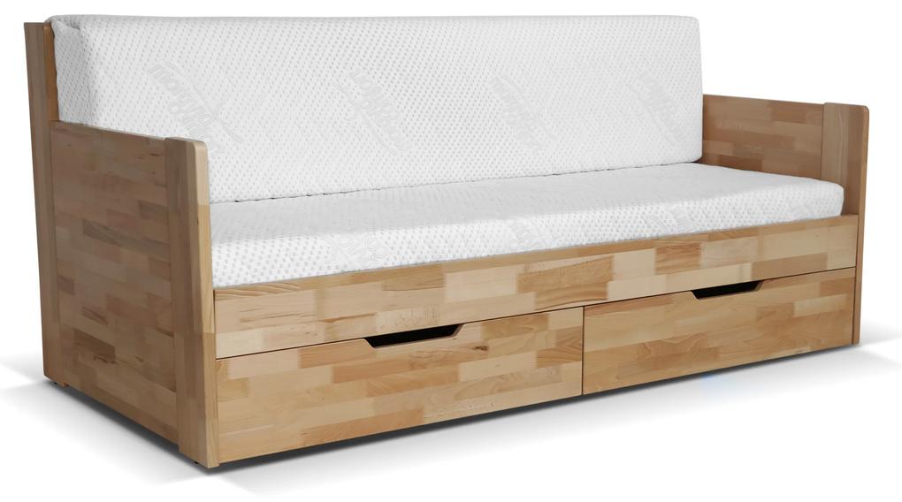 Rozkládací postel Kvadro C Zvolte možnost matrace: S matrací, Barva dřeva: Ořech