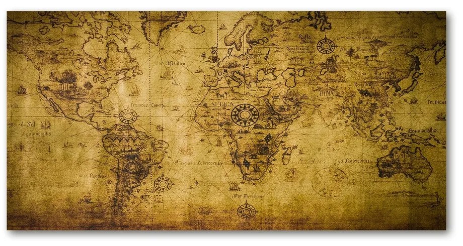 Wallmuralia Foto-obrah sklo tvrzené Stará mapa světa 120x60 cm