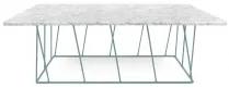Tone Hone Konferenční stolek  Boko MRAMOR 120 x 40 cm (Bílý mramor se zelenou ocelí)