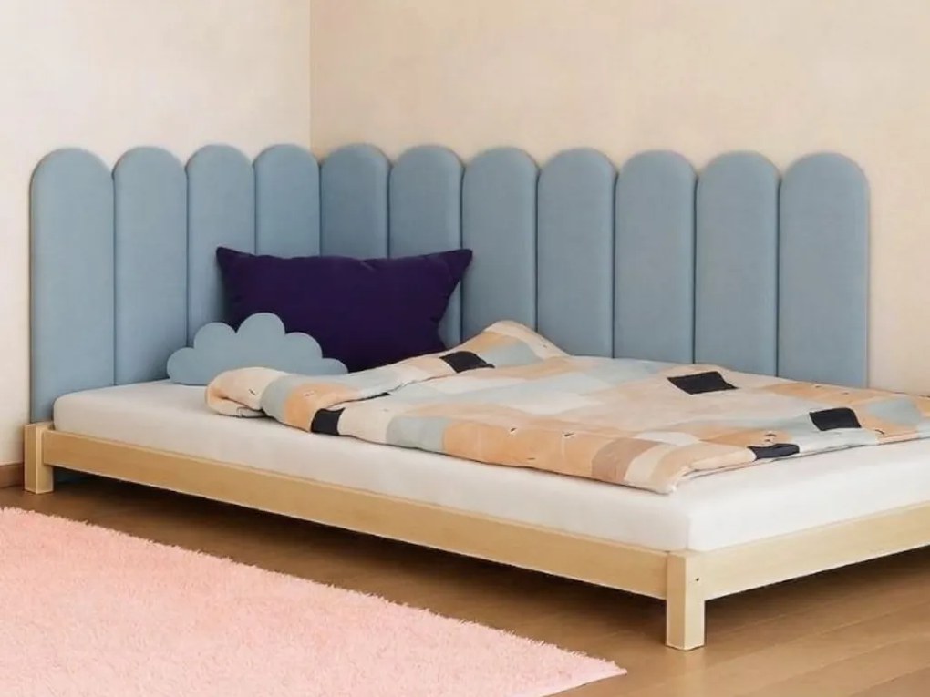 Zaoblený čalouněný panel za zeď VELVET Zvolte barvu: Světle šedá, Zvolte rozměr: 30x70 cm, Uchycení na zeď: Se samolepícím suchým zipem