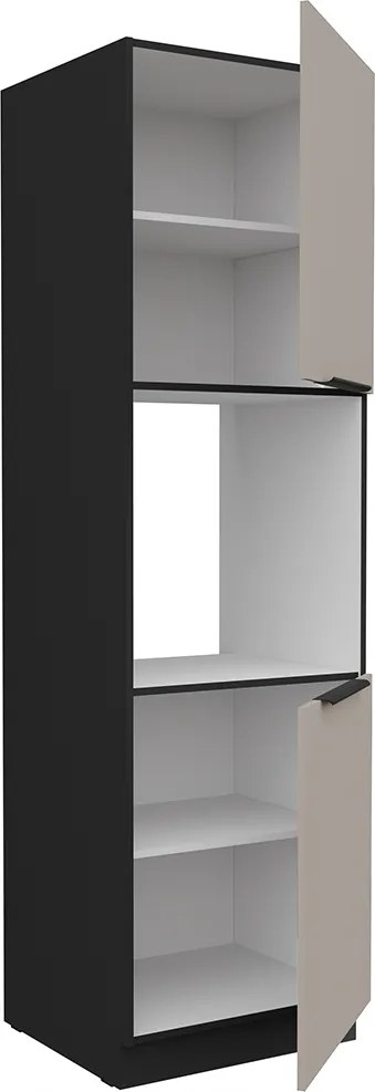 ARIA cb | vysoká skříňka 60 DP-210 2F na vestavnou troubu | 60 cm | ANTI FINGERPRINT povrch | černá/béžová