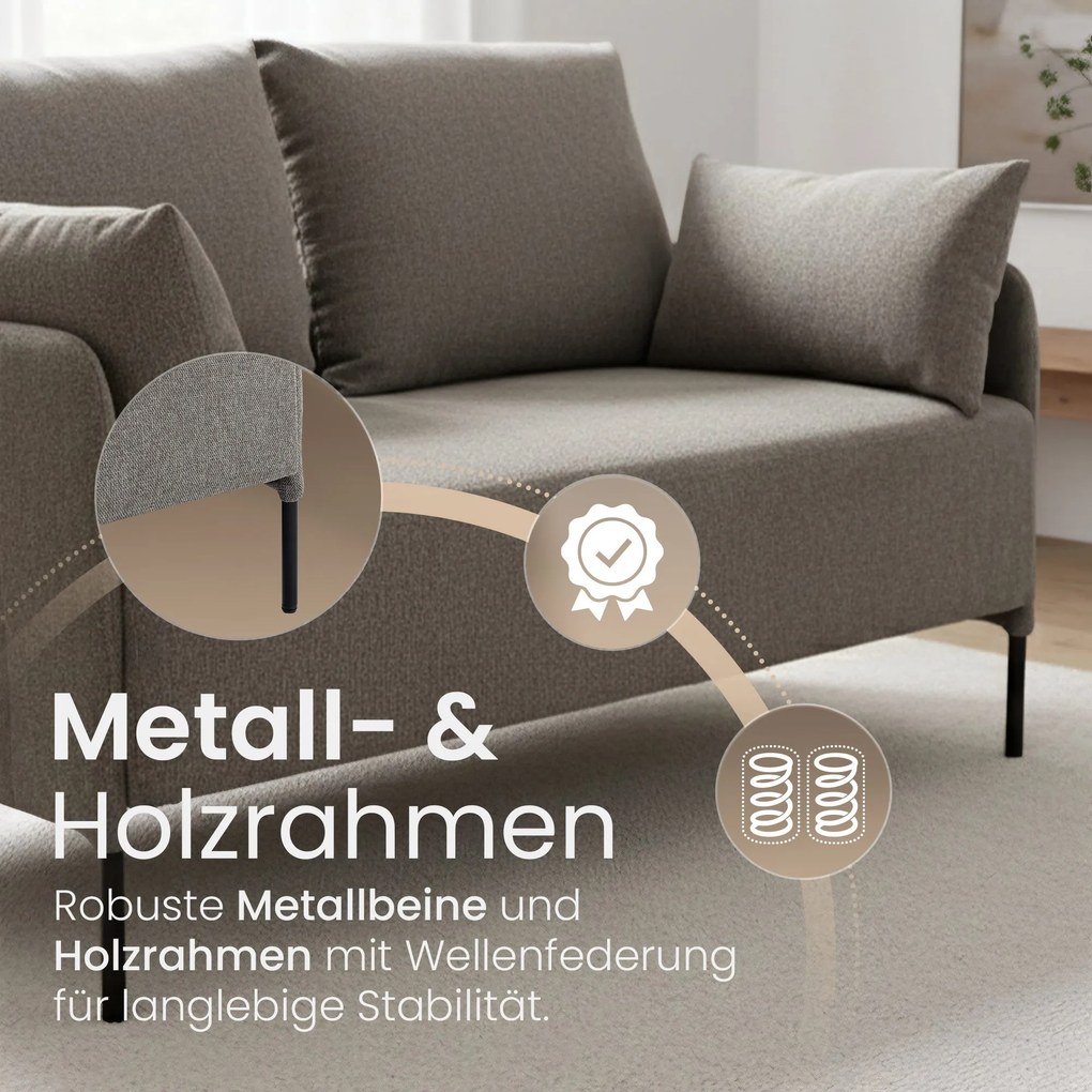 Sedačka Ziden 2-místná látka - šedohnědá