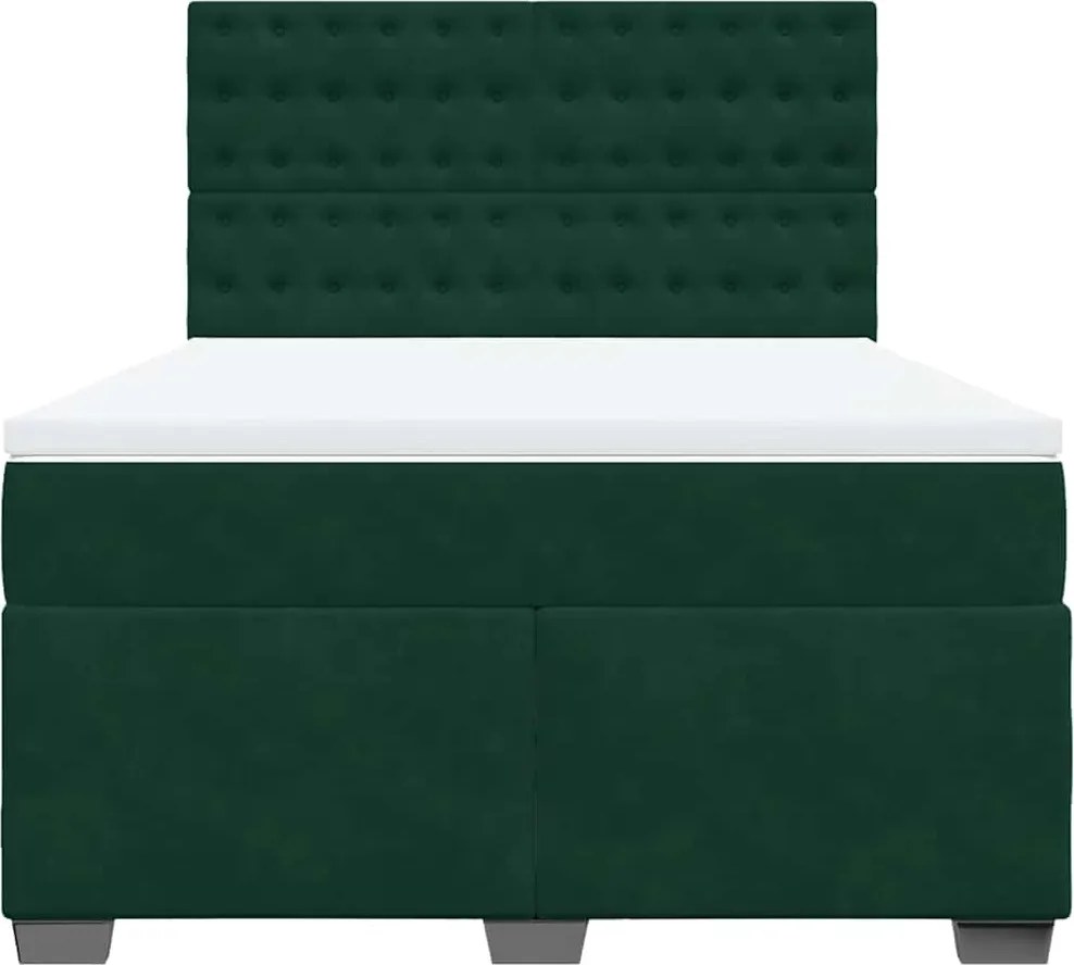Box spring postel s matrací tmavě zelená 140x200 cm samet 3293245