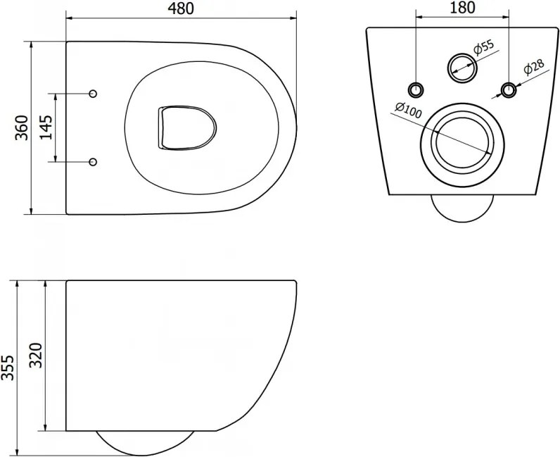 Mexen Lena, závěsná toaletní mísa 480x360x355 mm s pomalu padajícím sedátkem, černá matná - zlatý vzor, 30224079