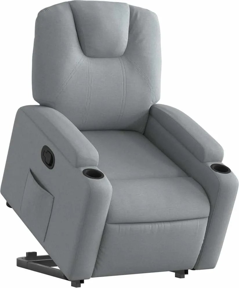 Zvedací polohovací křeslo světle šedé textil 3204368