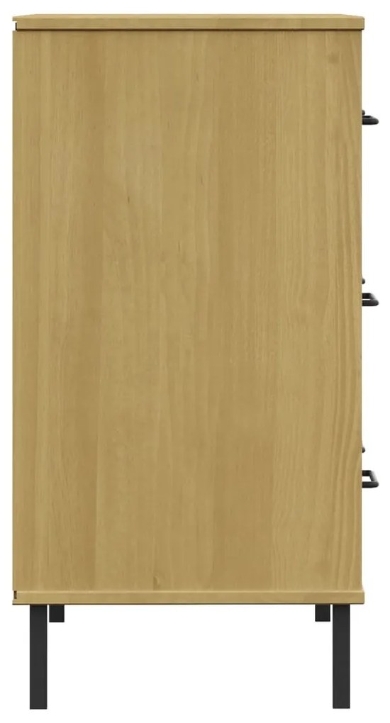 Příborník Oslo se 3 zásuvkami - masivní dřevo - 77x40x79,5 cm | hnědý