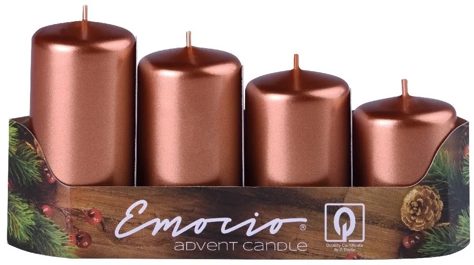 Emocio adventní stupně 4ks 40mm Metal měděné svíčky