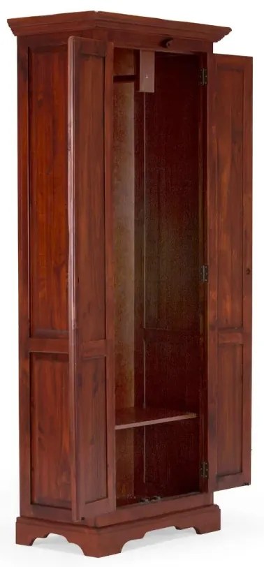 furniture-nabytek.cz - Masivní šatní skříň Catello z borovice, lakovaná, hnědá – 75×44×190 cm