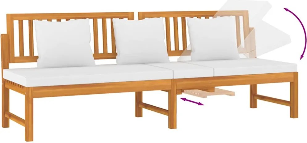 vidaxL Válenda s krémovou poduškou 200 x 60 x 75 cm masivní akácie 312144