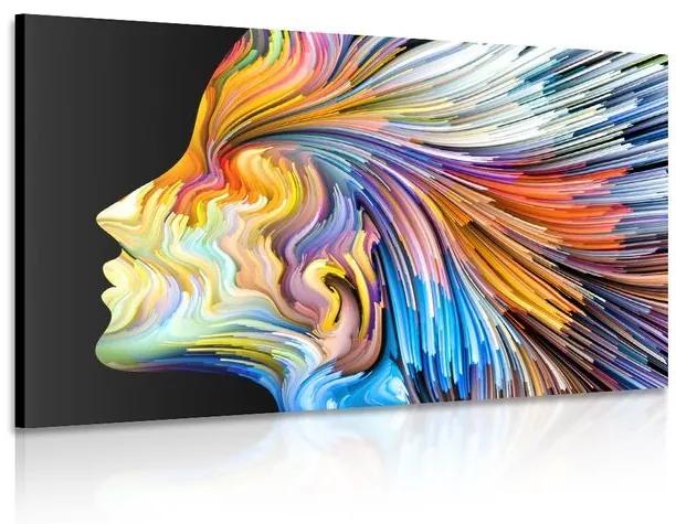 Obraz barevný profil ženské tváře - 120x80 cm