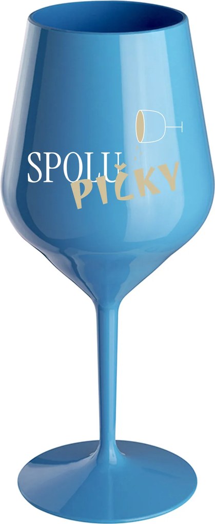 SPOLUPIČKY - modrá nerozbitná sklenice na víno 470 ml